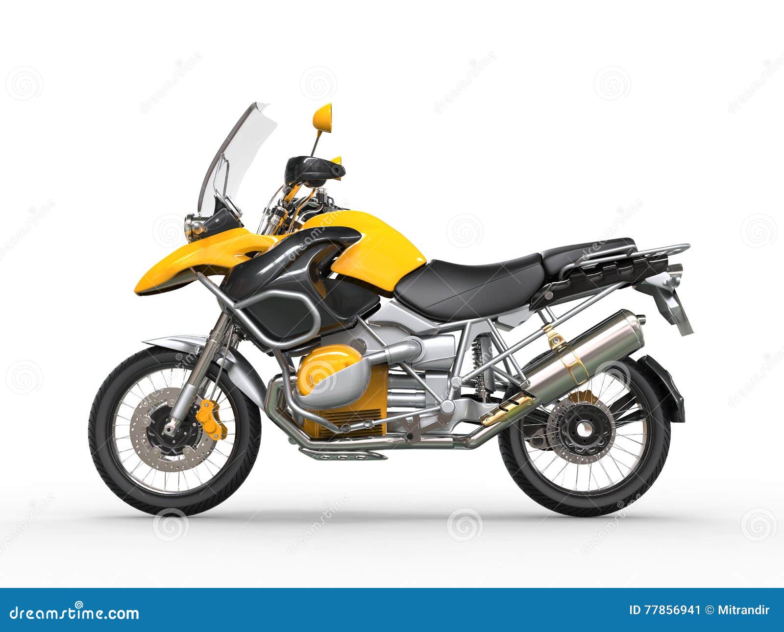 Yellow Motorcycle - Side View Stock Illustration - Illustration of ...