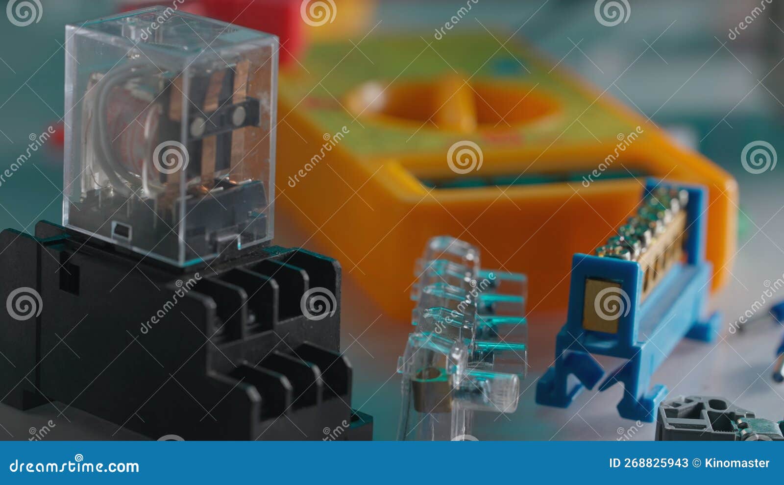 Yellow Multimeter and Relay with Electromagnetic Coils of Direct and ...
