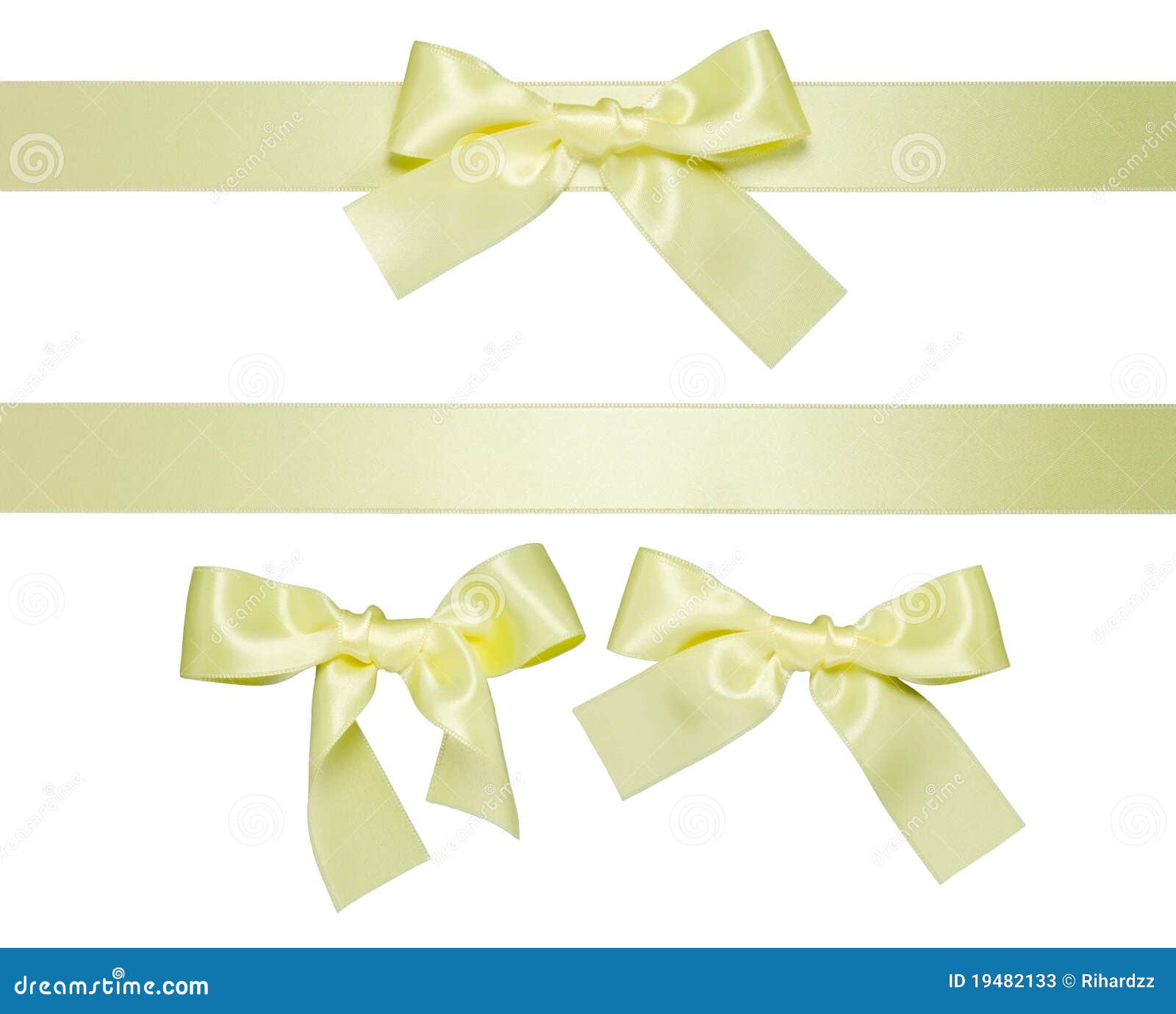 Yellow Multiple Ribbons with Bow Stock Image - Image of gift, isolated ...