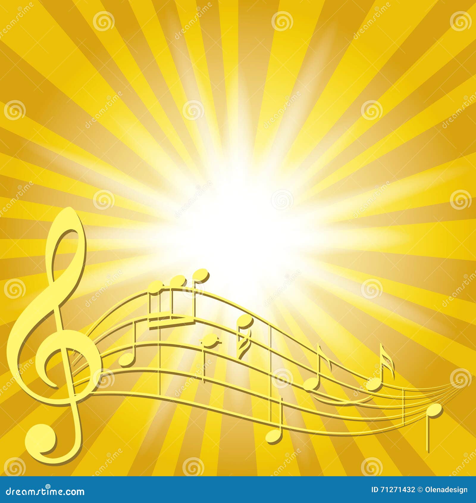 Yellow Music Notes In Blue Background Royalty-Free Stock Photo ...