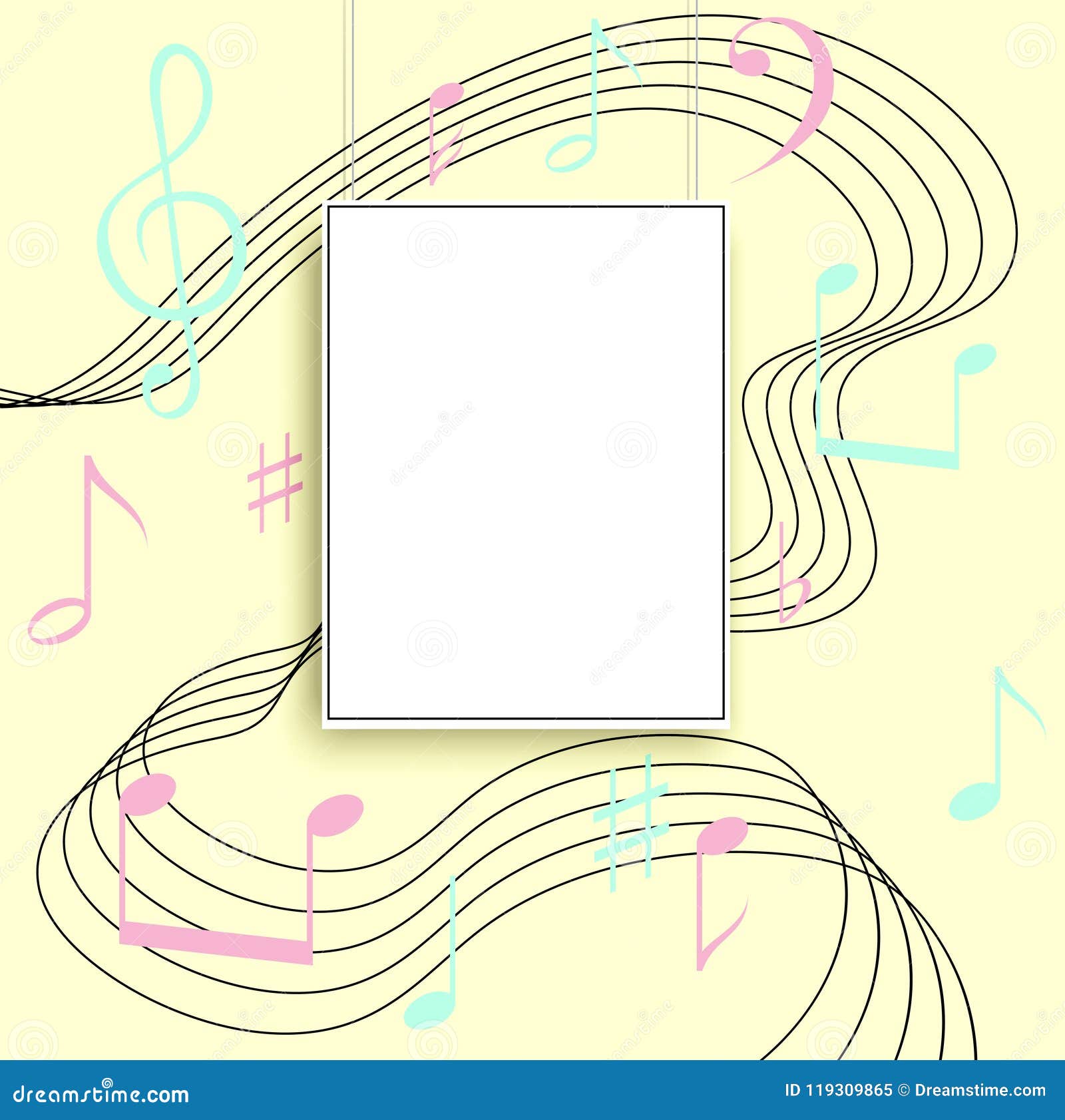 Yellow Musical Notes On Yellow Background. Stock Illustration ...