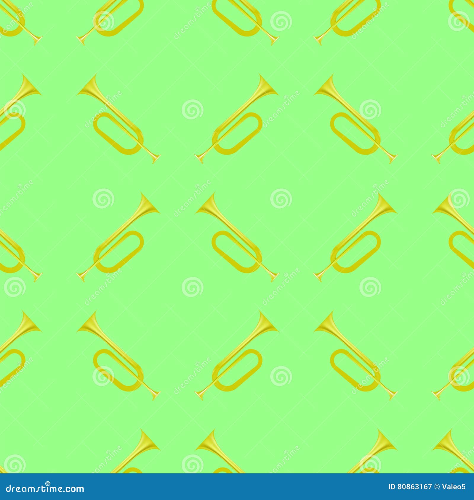 Yellow Musical Horn Seamless Pattern Cartoon Vector | CartoonDealer.com ...
