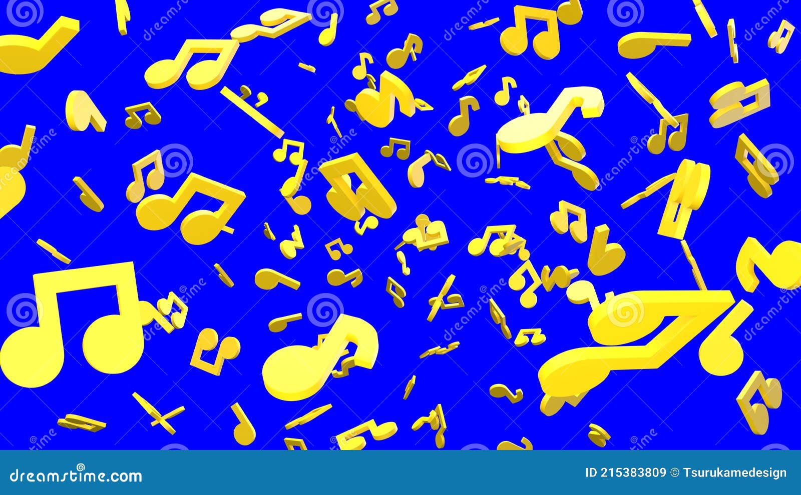 Yellow Musical Notes On Blue Chroma Key Background. Royalty-Free ...