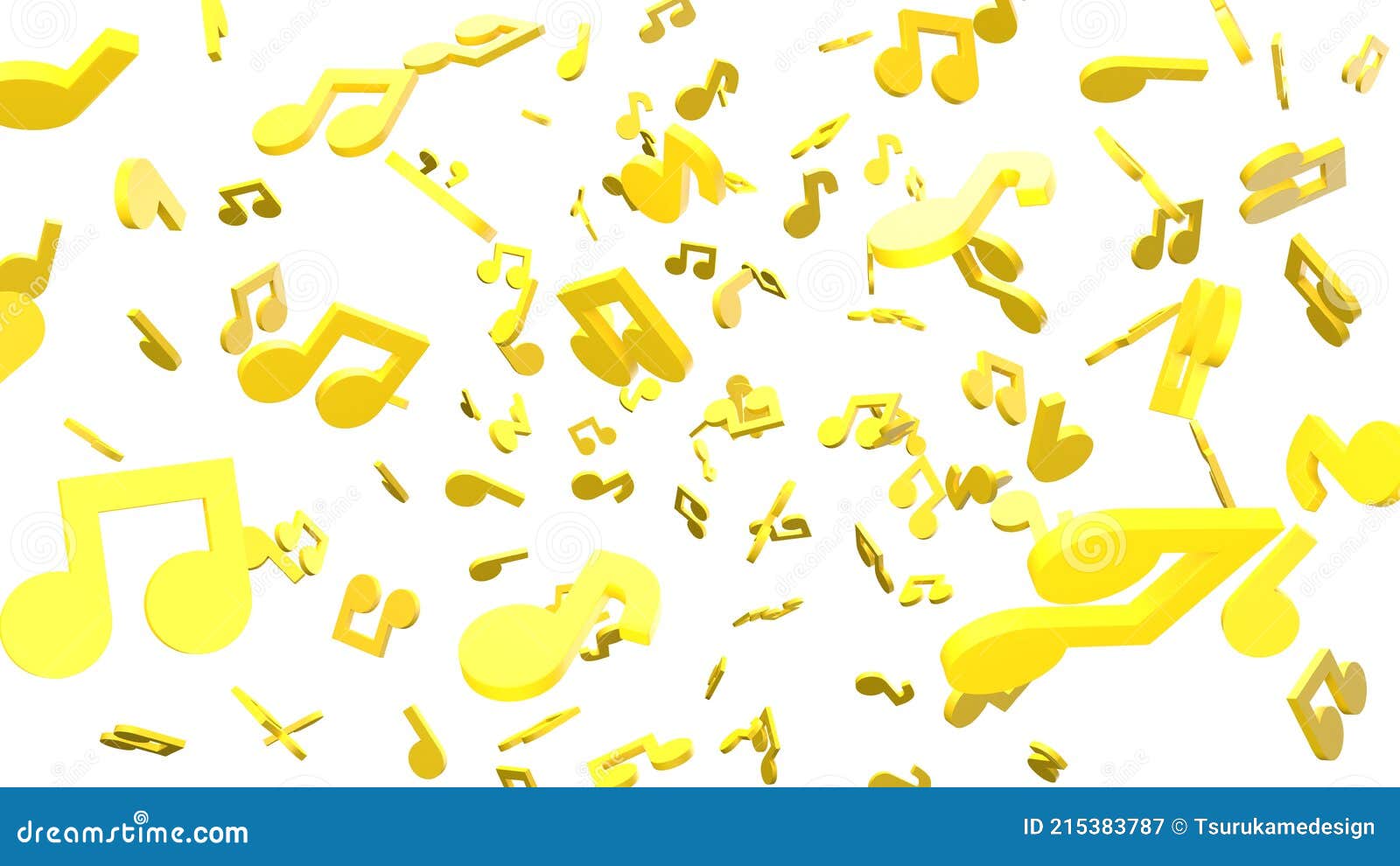 Yellow Musical Notes on White Background. Stock Illustration ...