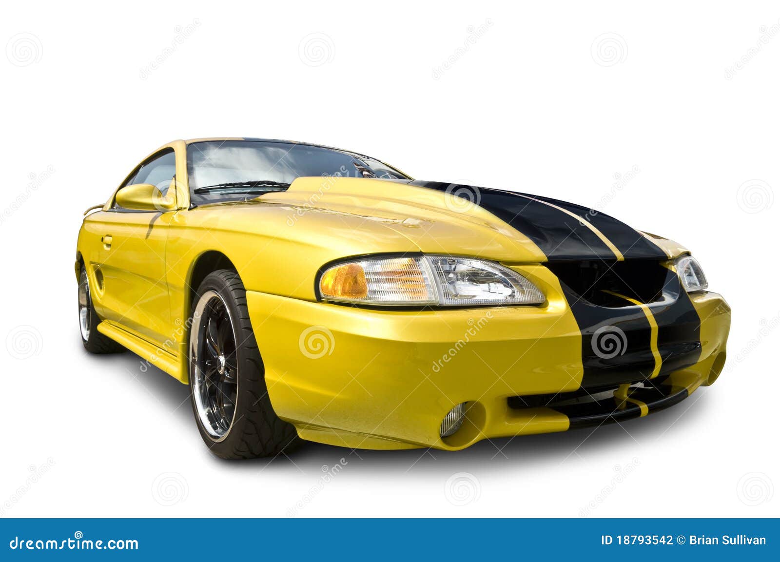 Yellow Mustang Cobra stock photo. Image of coupe, stripe - 18793542