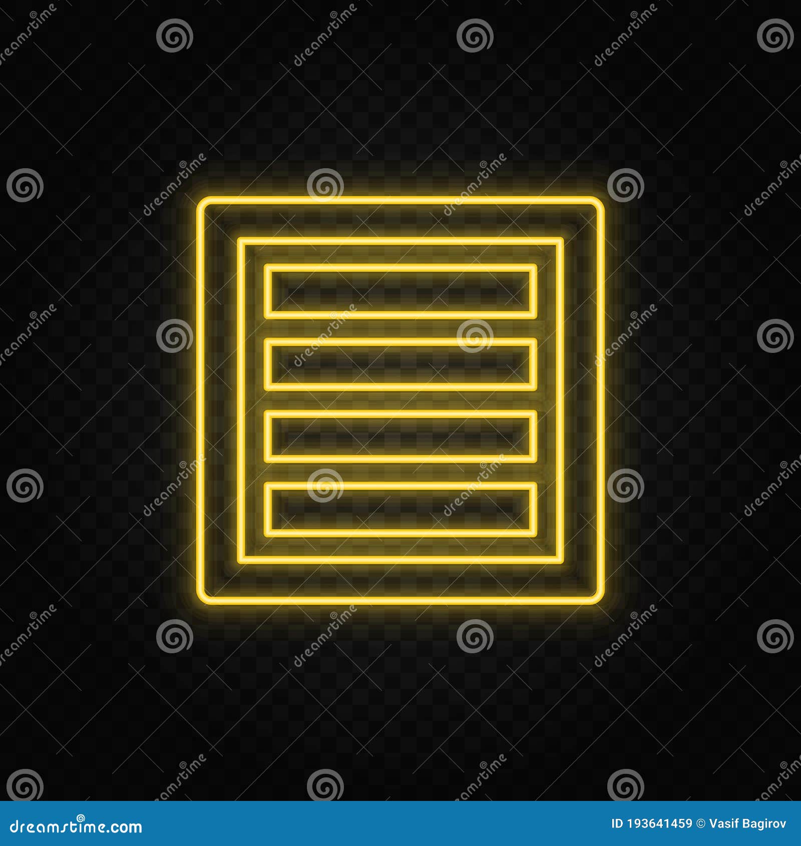 Yellow Neon Icon Box.Transparent Background Stock Illustration ...