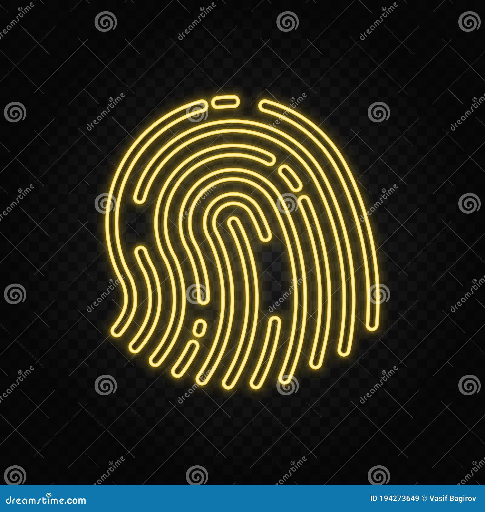 Yellow Neon Icon Finger, Print. Transparent Background Stock Image ...
