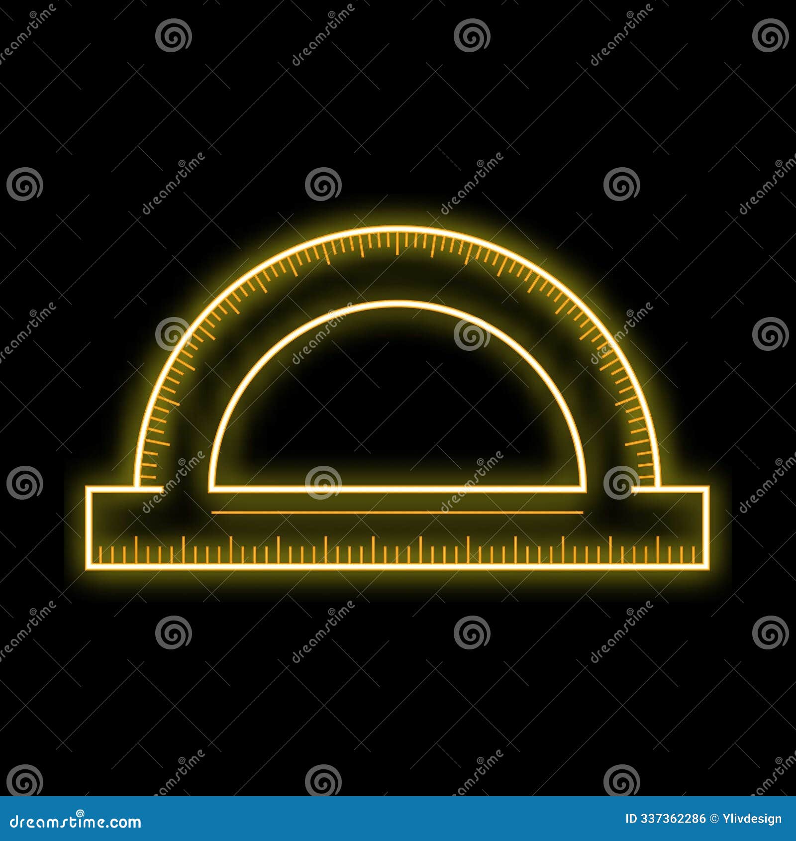 Yellow Protractor Grid For Measuring Degrees Icon Isolated On Orange ...