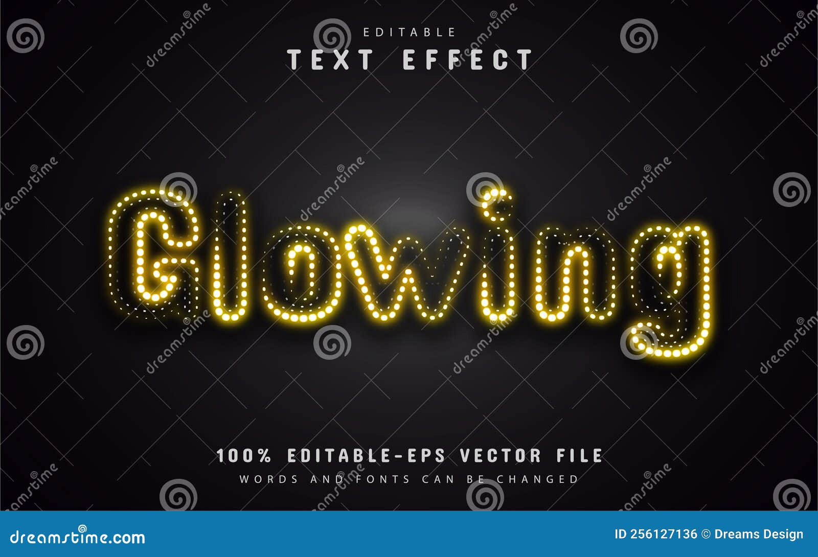 Yellow Neon Light Text Effect Editable Stock Vector - Illustration of ...