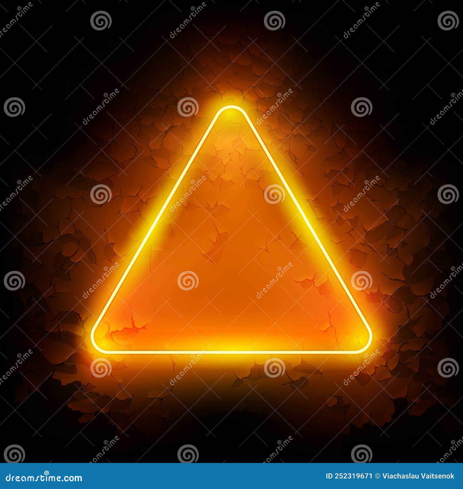 Yellow Neon Triangle Frame on Grunge Background Stock Vector ...