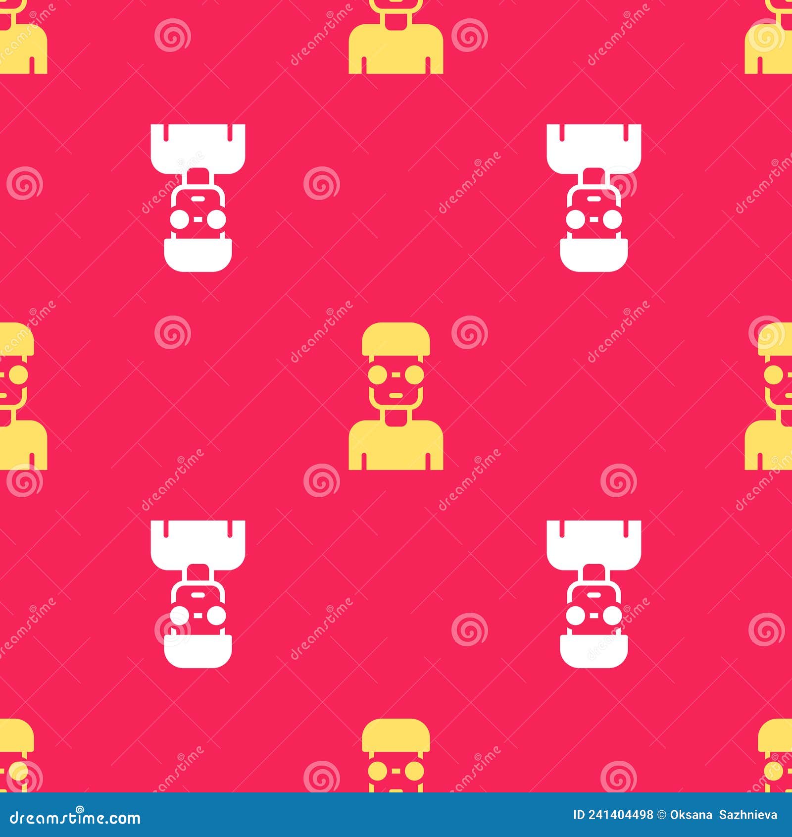 Yellow Nerd Geek Icon Isolated Seamless Pattern on Red Background ...