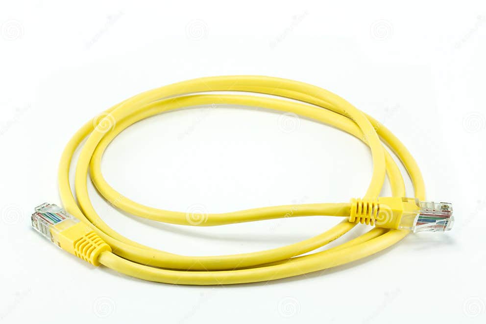 Yellow network cable stock image. Image of ethernet, communication ...