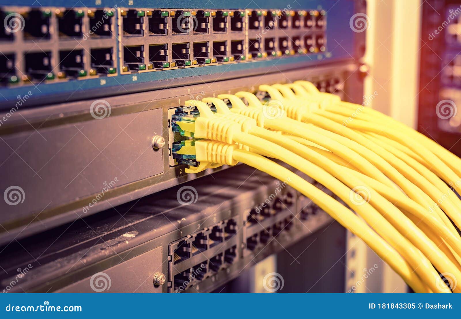Yellow Network Cable in Switch and Firewall in Cloud Computing Data ... Yellow Network Cable in Switch and Firewall in Cloud Computing Data ...