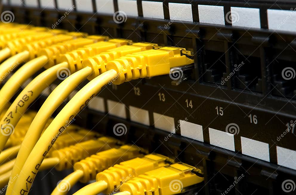 Yellow network cables stock photo. Image of panel, connection - 11148220