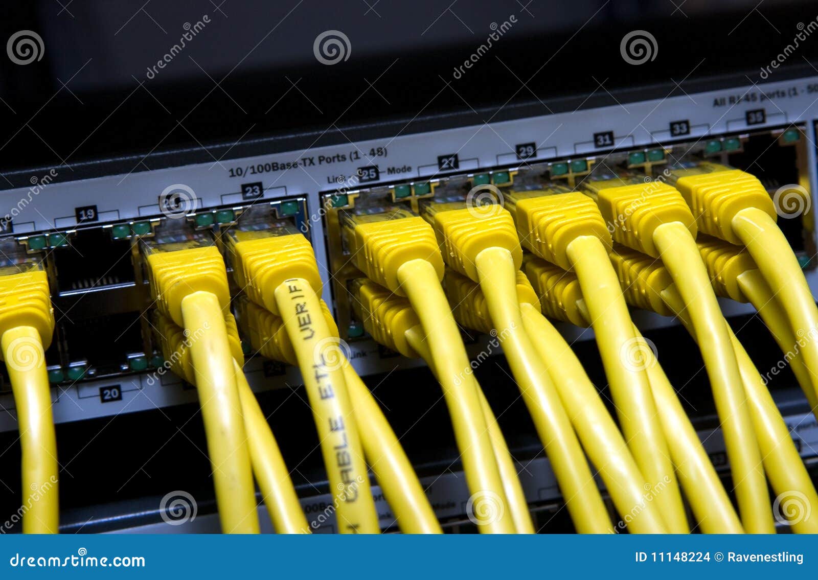 Yellow network cables stock photo. Image of computer - 11148224
