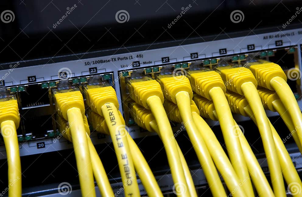 Yellow network cables stock photo. Image of computer - 11148224