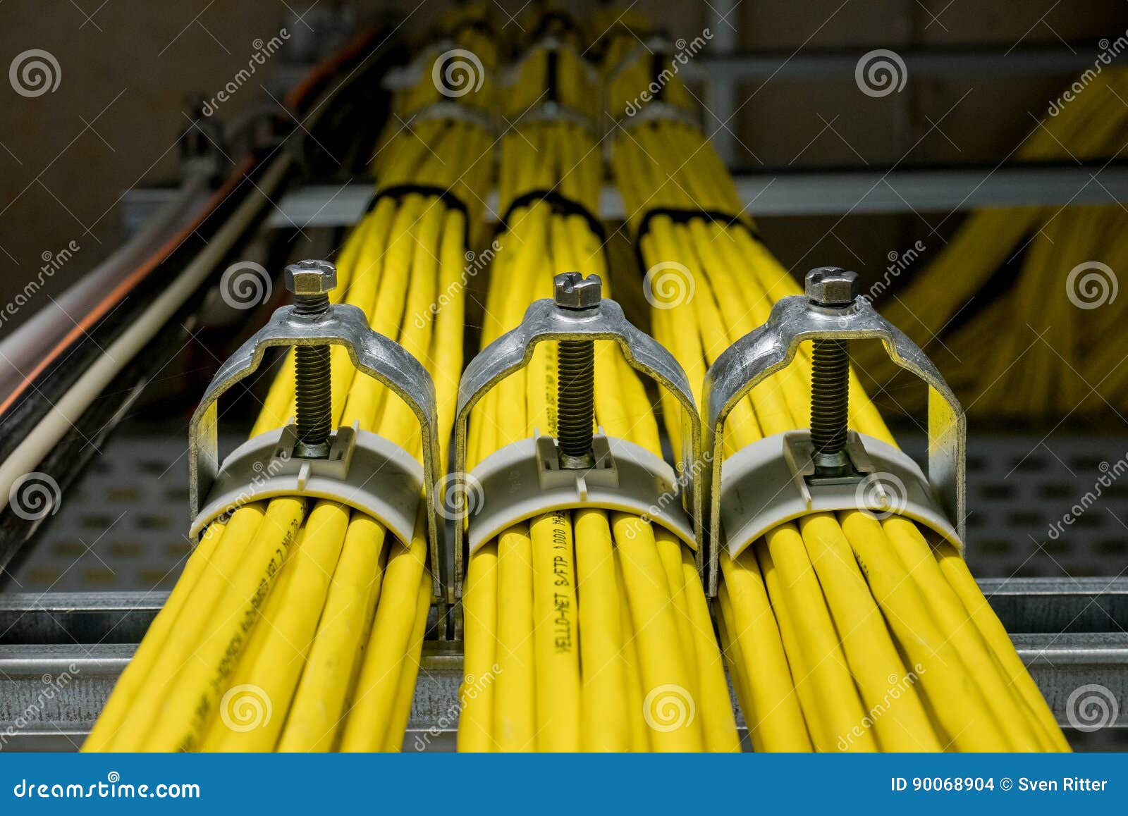 Yellow network cables stock photo. Image of clamp, digital - 90068904