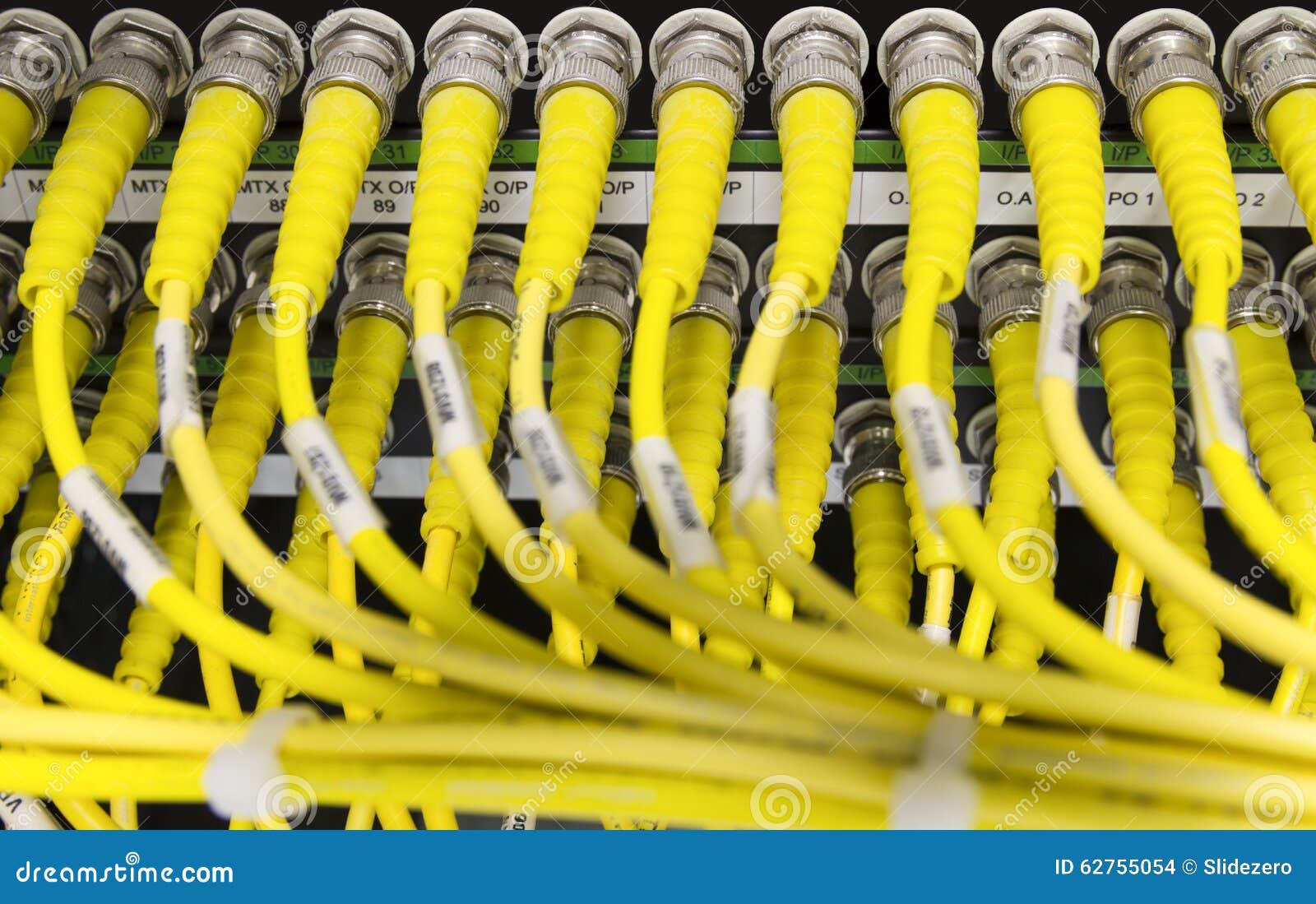 Yellow Network Cables Connected To the Server Stock Photo - Image of ...