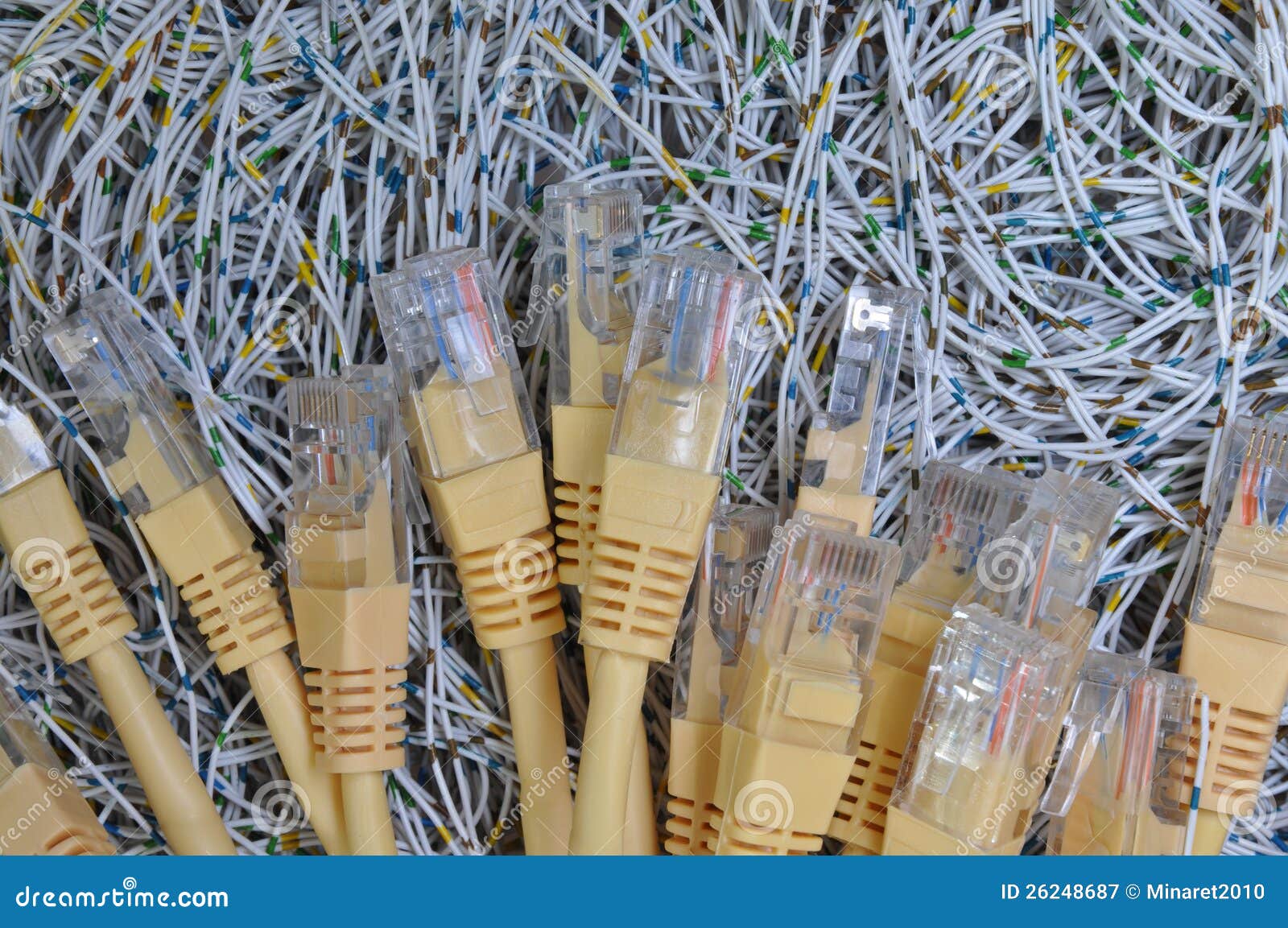 Yellow network plugs stock image. Image of connection - 26248687