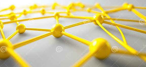 Yellow Network Structure, Interconnected Nodes, Abstract Design, 3D ...