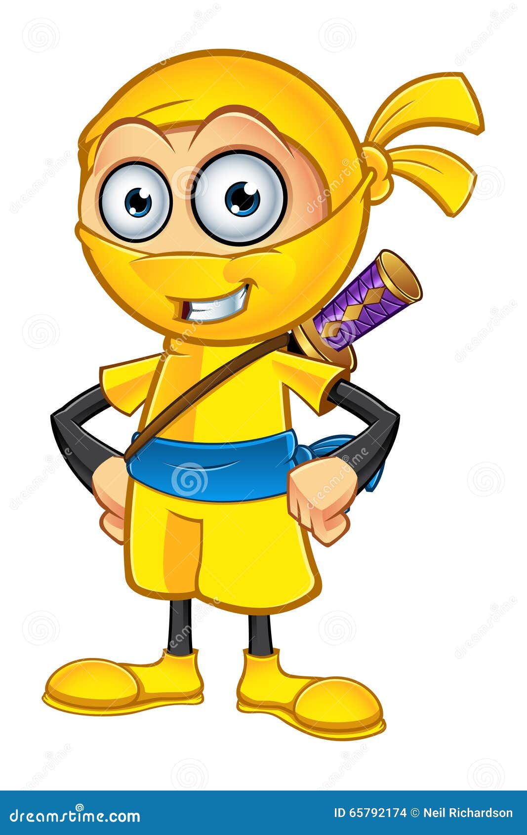Yellow Ninja Character stock vector. Illustration of sword - 65792174