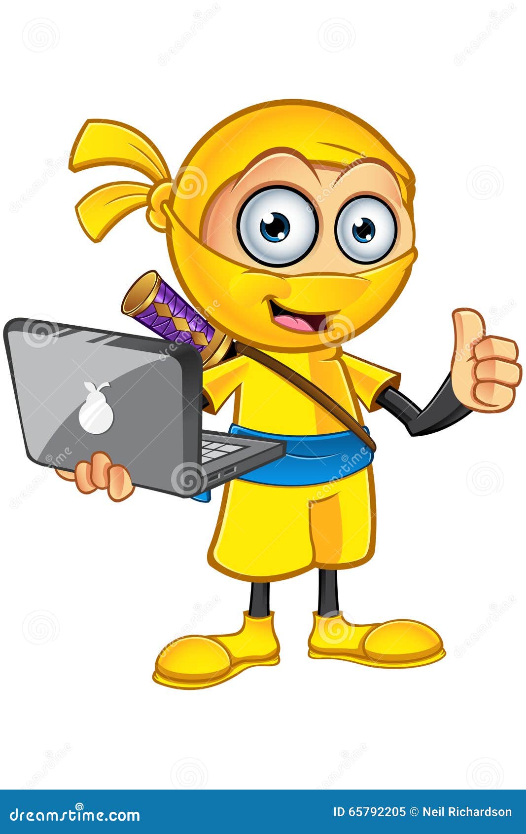 Yellow Ninja Character stock vector. Illustration of sneaky - 65792205