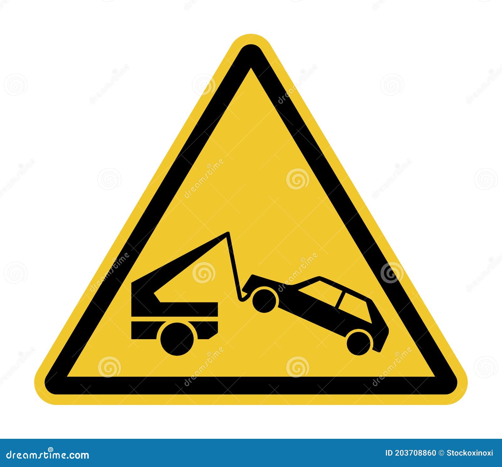 Yellow No Parking Car Tow Sign Triangular Shape Stock Vector ...