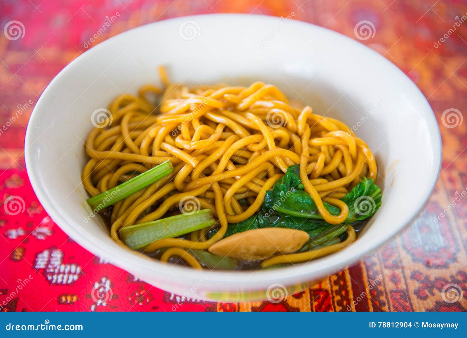 Yellow Noodles Stir-fried with Vegetable Stock Photo - Image of taste ...