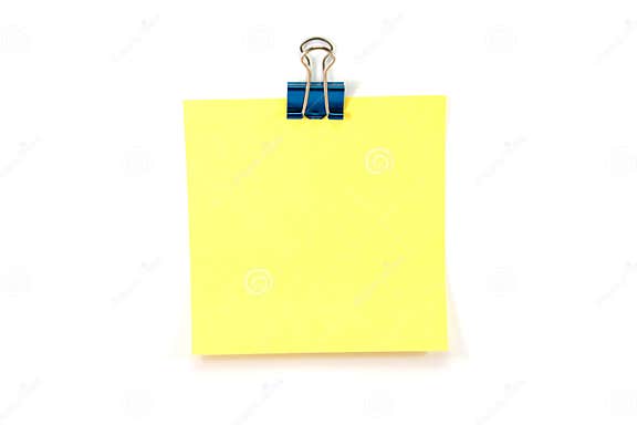 Yellow Note with a Binder Clip Stock Image - Image of heap, commercial ...