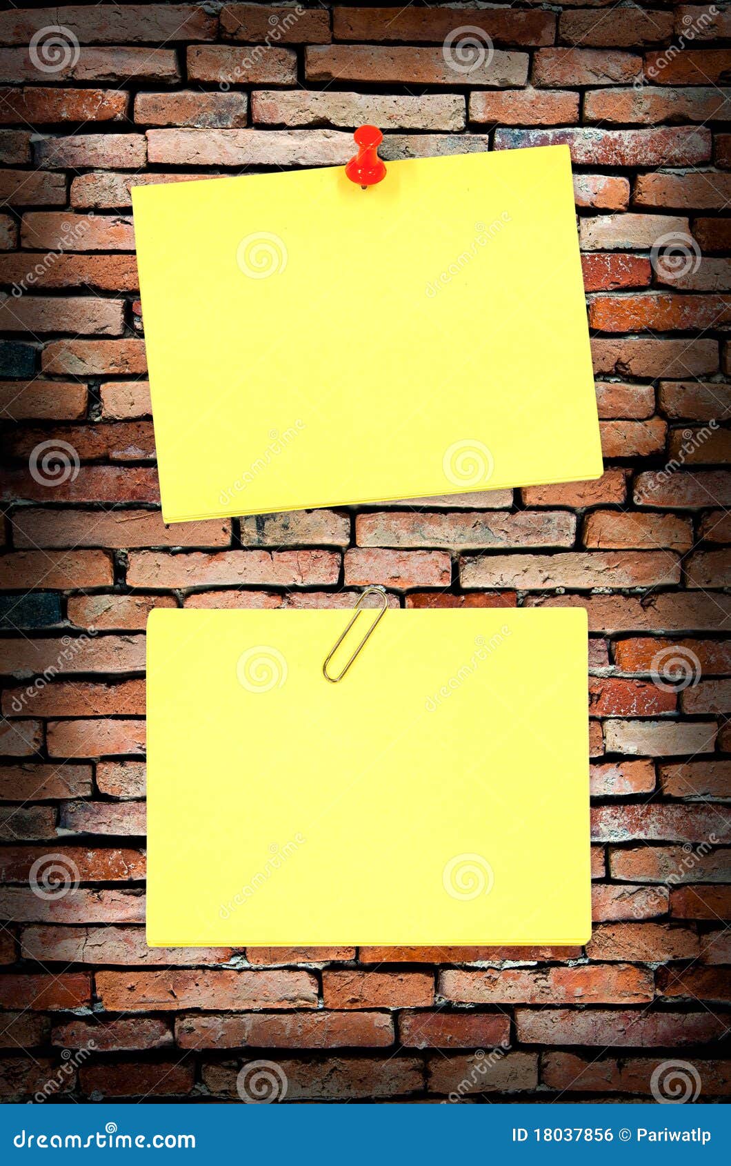 Yellow Note on Old Brick Wall Stock Photo - Image of brick, notice ...