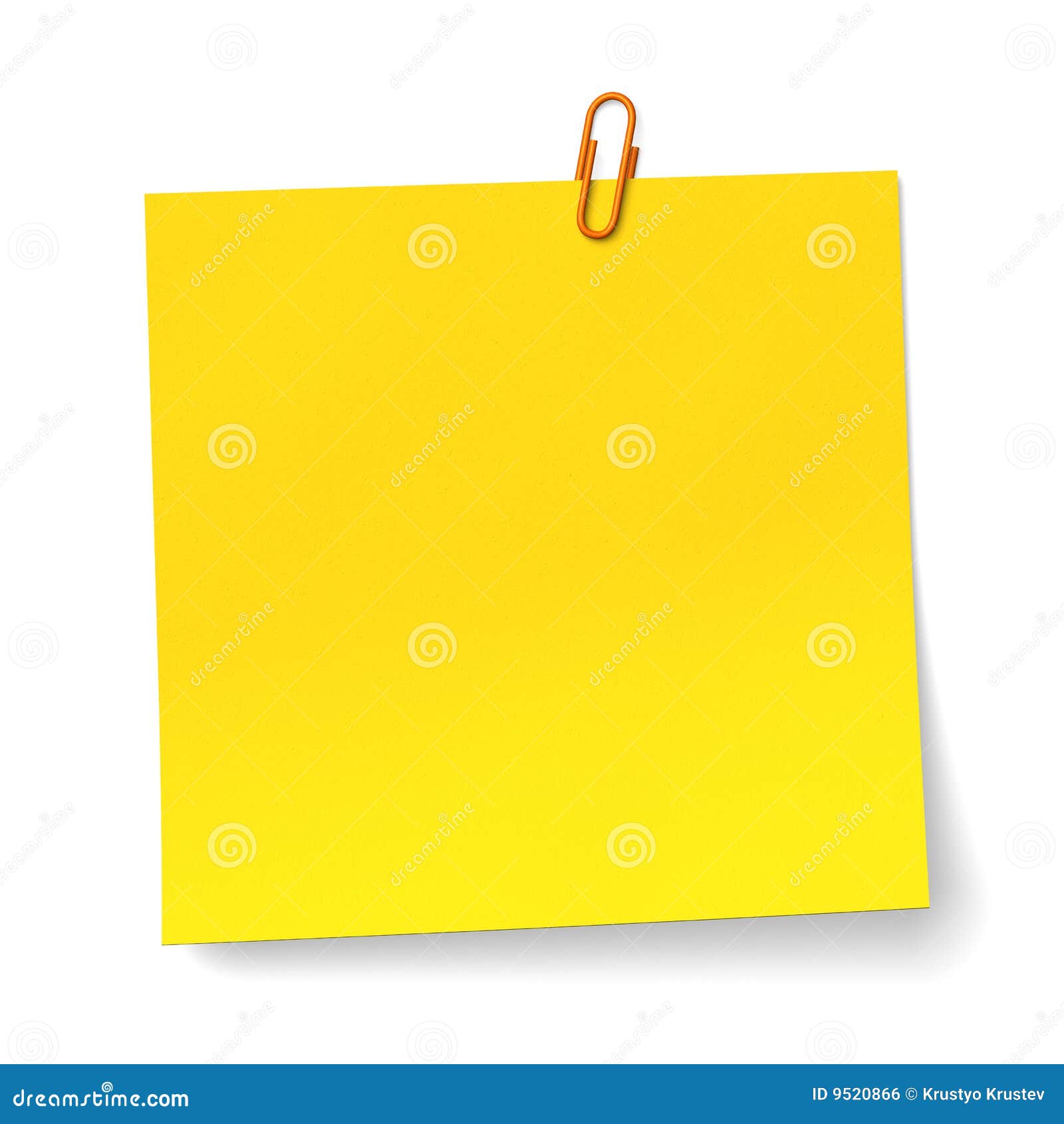 Yellow Note with Orange Paper Clip Stock Illustration - Illustration of ...