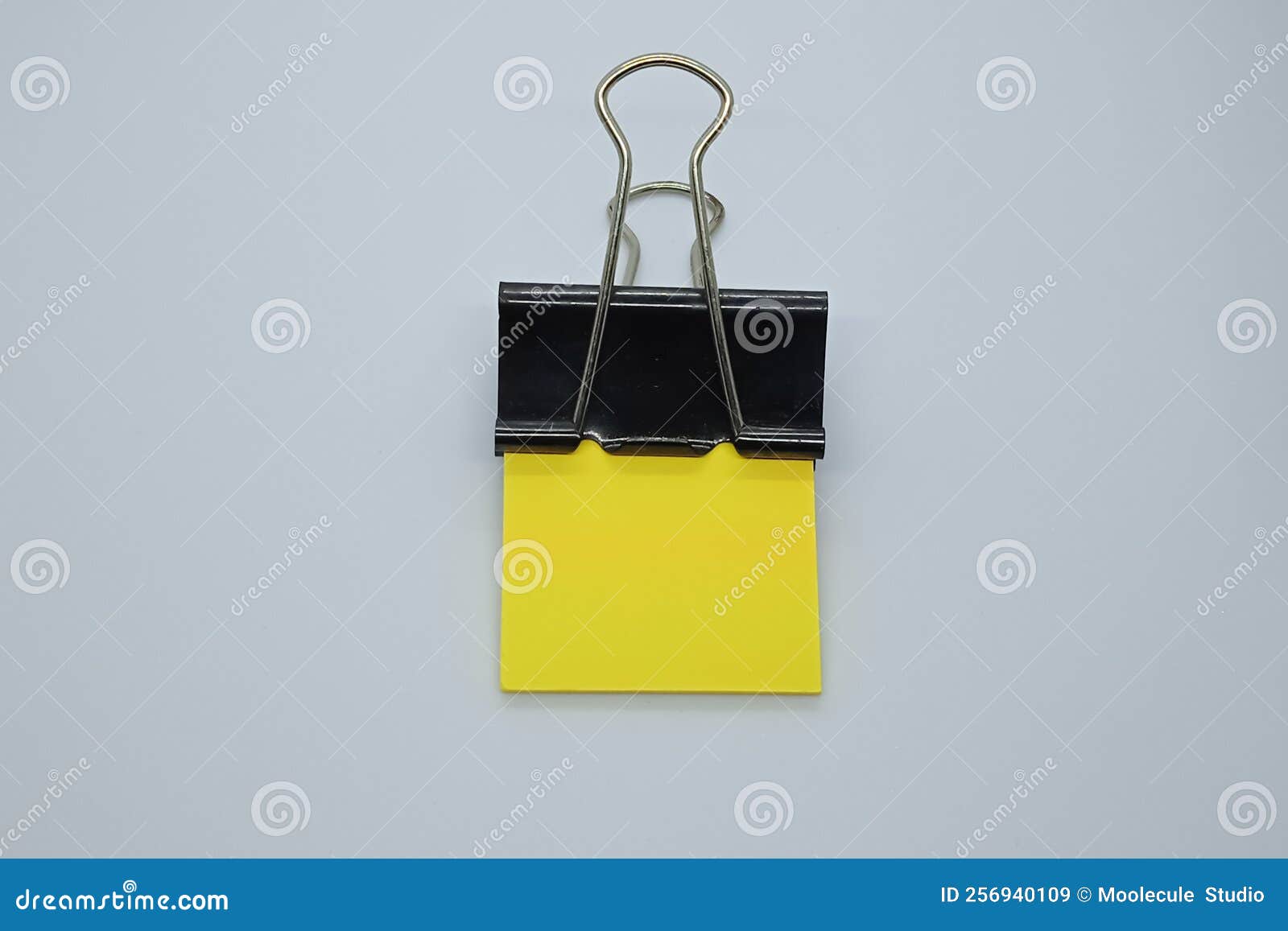 Yellow Note Paper with Black Binder Clip. Binder Clip and Stack of ...