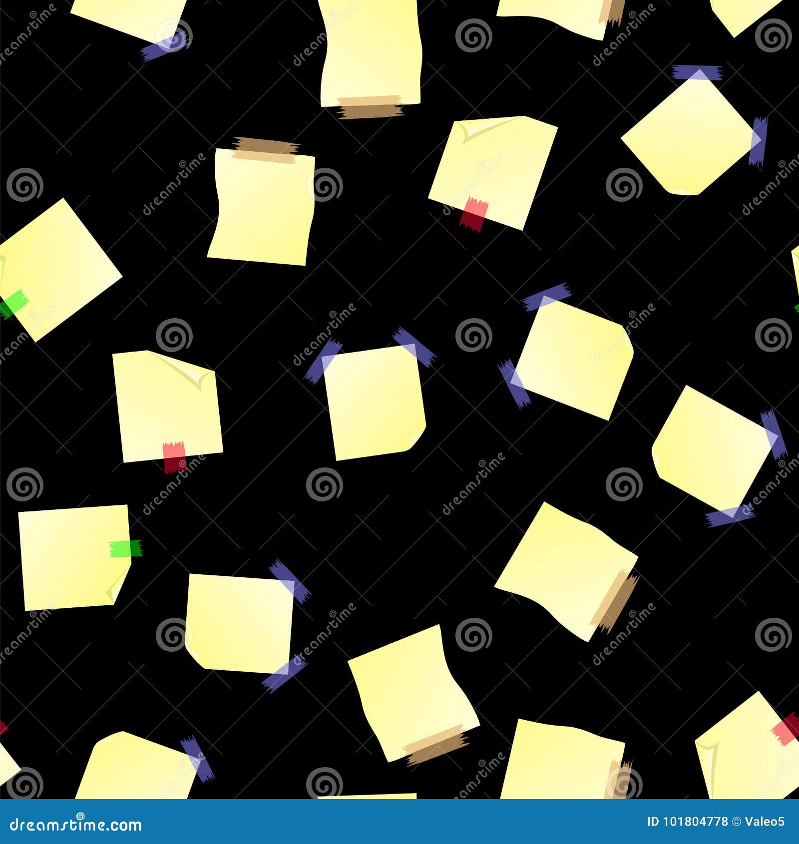 Yellow Note Paper Seamless Pattern Stock Illustration - Illustration of ...