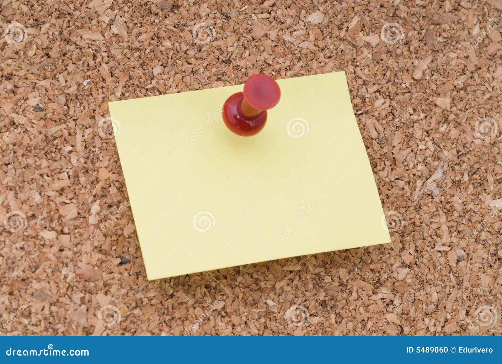 Yellow Note Paper with Tack on Cork Surface Stock Photo - Image of note ...