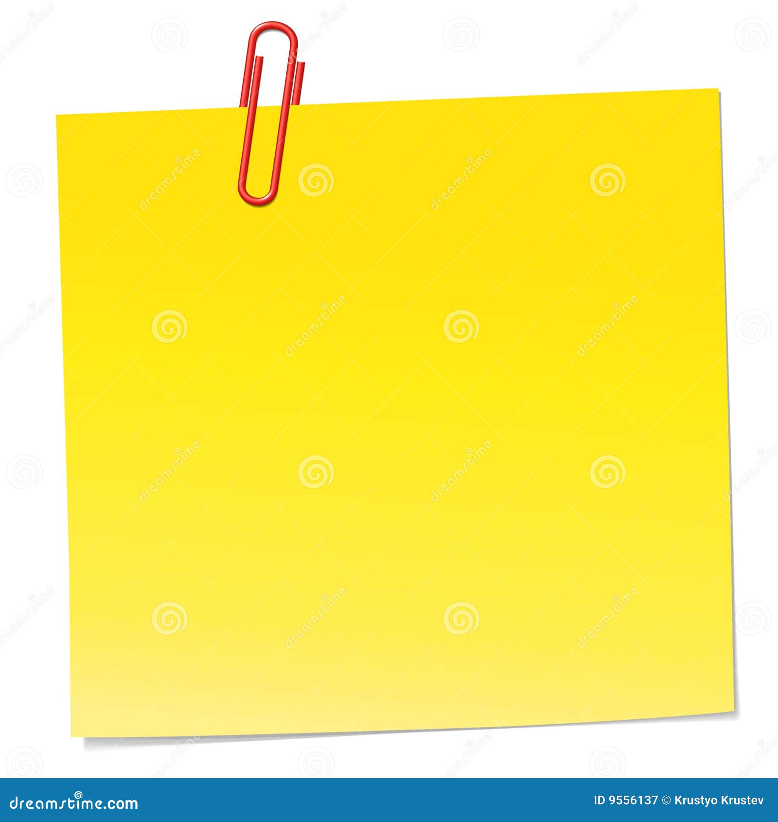 Yellow Note with Red Paper Clip Stock Vector - Illustration of ...