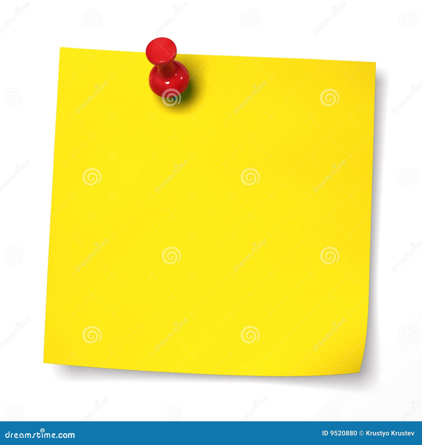 Yellow Note with Red Thumbtack Stock Illustration - Illustration of ...