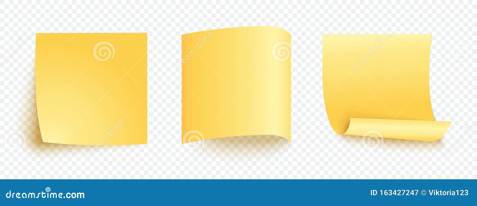 Yellow Note Sheet of Paper Set with Different Shadow. Blank Post for ...