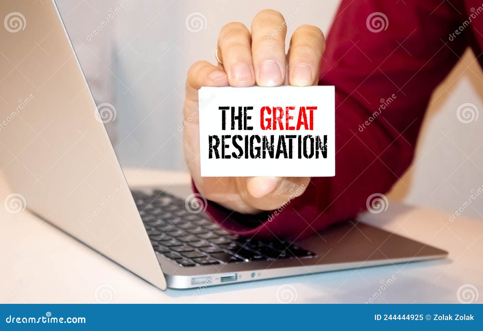 Yellow Note Stick on Notebook with Red Text the GREAT RESIGNATION Stock ...