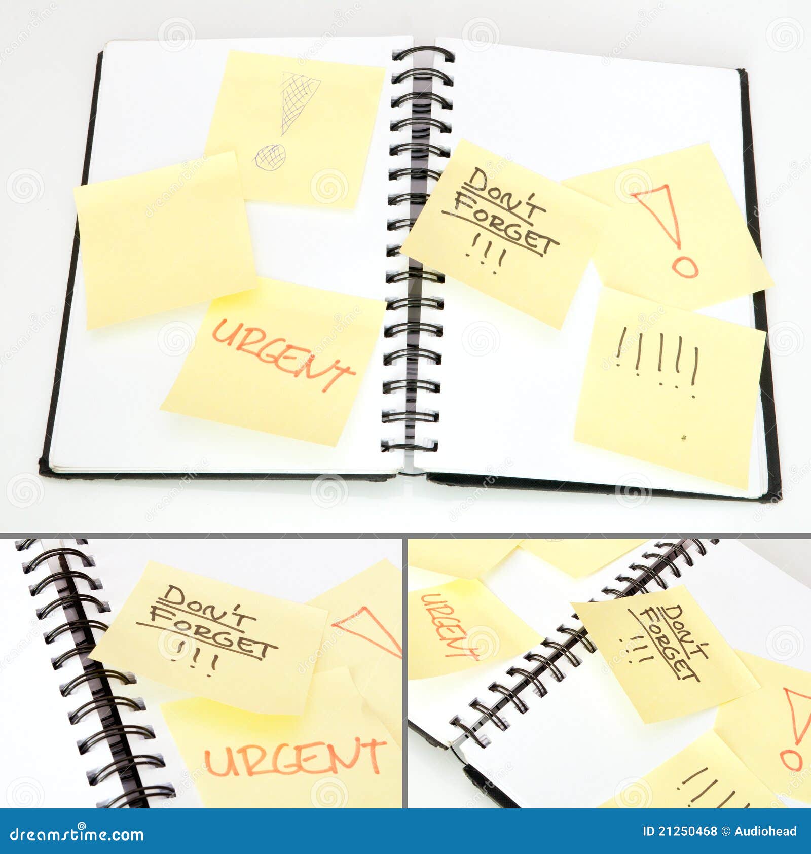 Yellow Note Sticks on Diary Stock Photo - Image of forget, collection ...