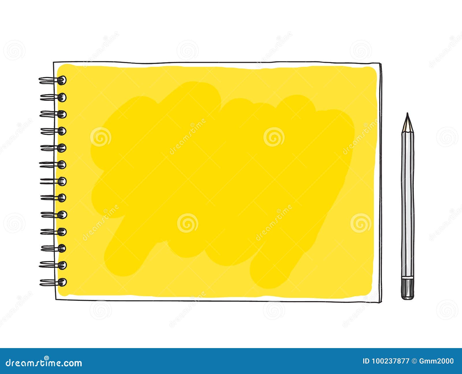 Yellow Notebook and Gray Pencil Hand Drawn Vector Art Stock Vector ...
