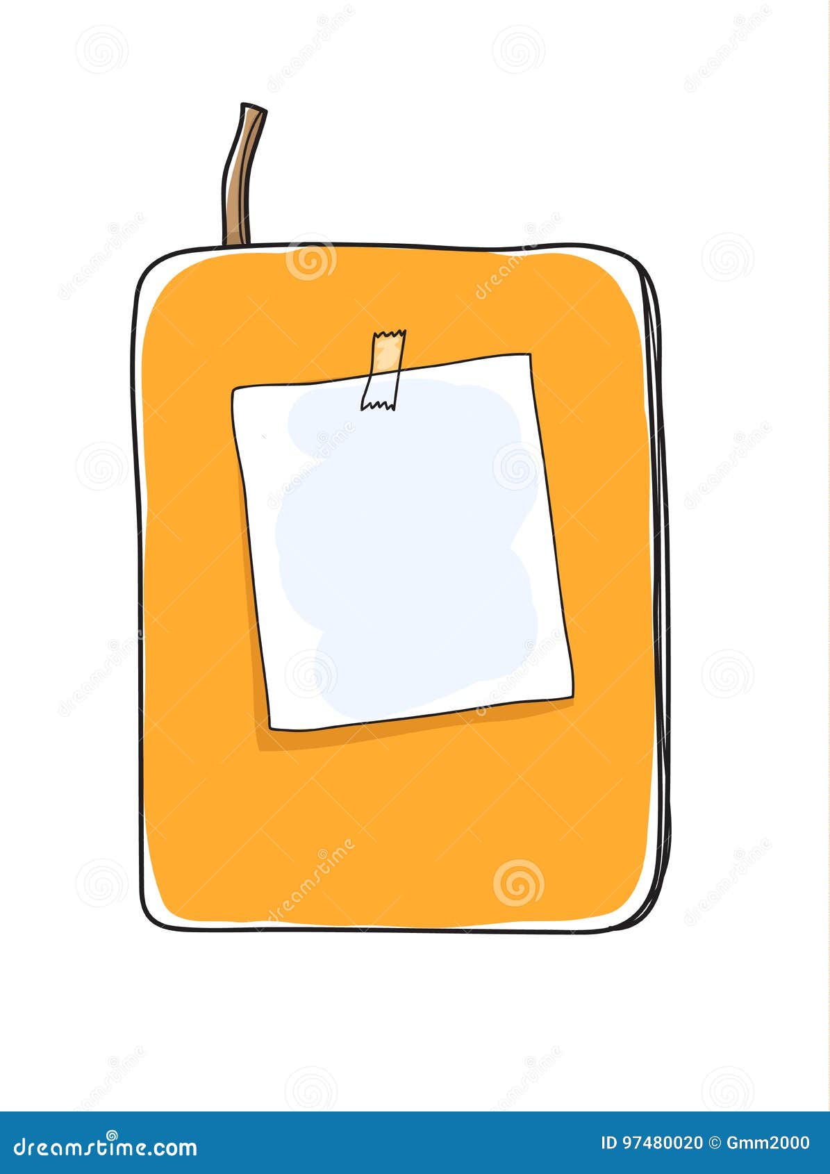 Yellow Notebook And Vintage Glasses Hand Drawn Line Art Cartoon Vector ...