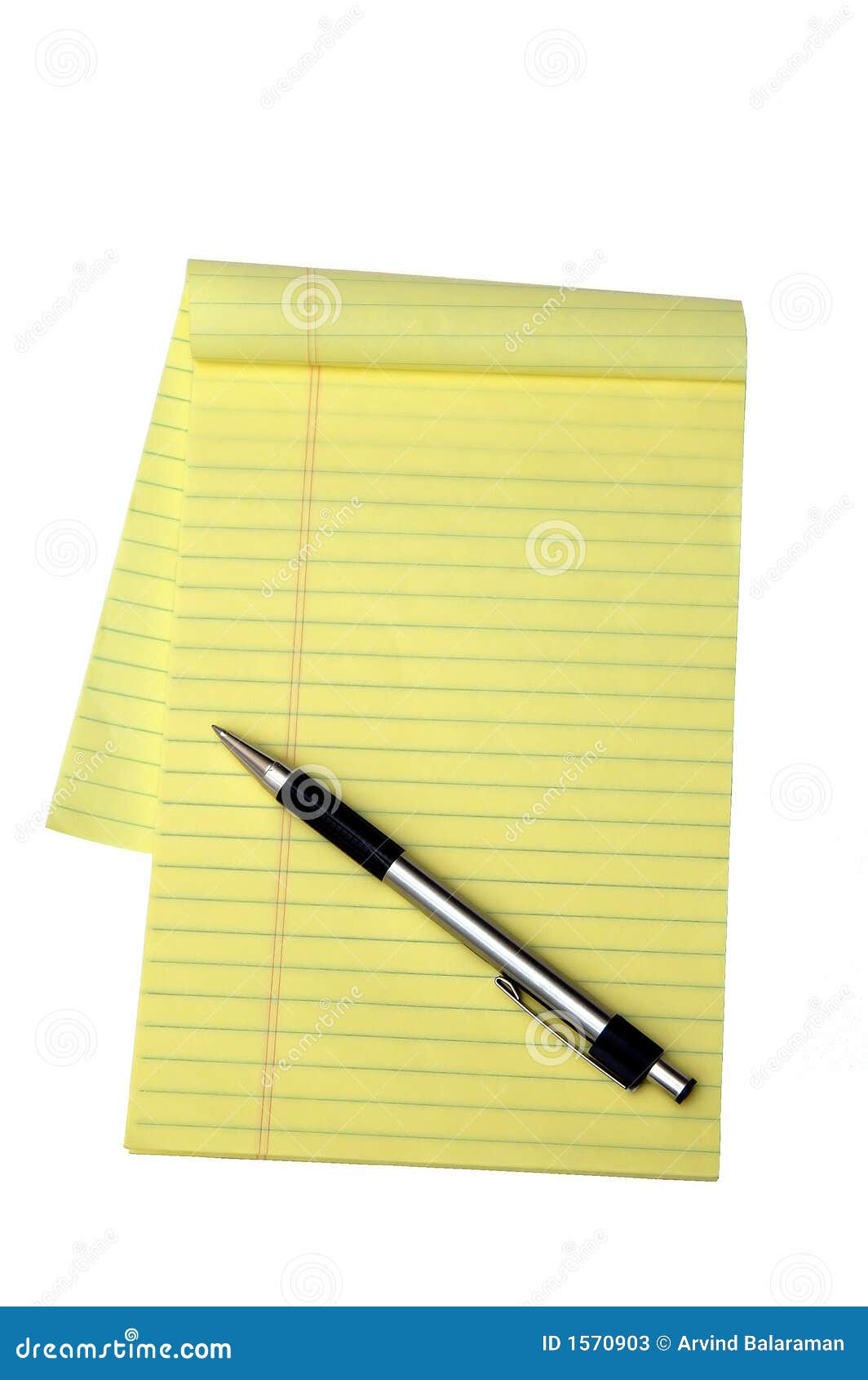 Yellow Notepad and a Pen stock image. Image of notation - 1570903