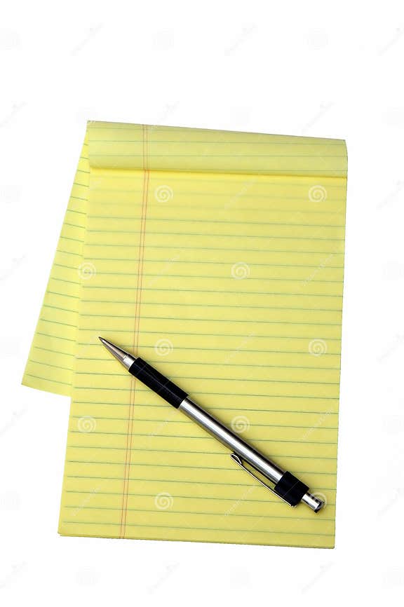 Yellow Notepad and a Pen stock image. Image of notation - 1570903