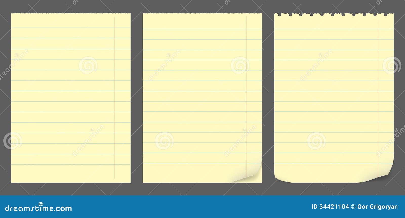 Yellow notepad sheets stock vector. Illustration of message - 34421104