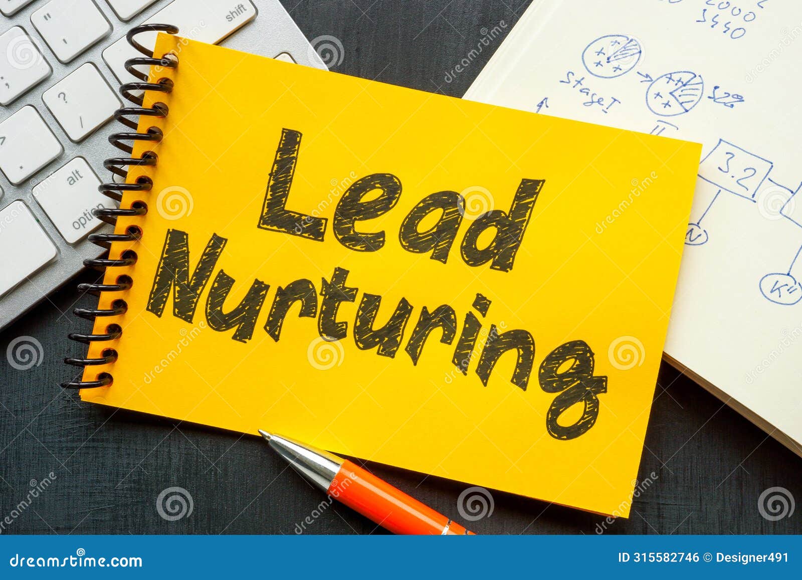 Yellow Notepad with Words Lead Nurturing and Notes. Stock Photo - Image ...