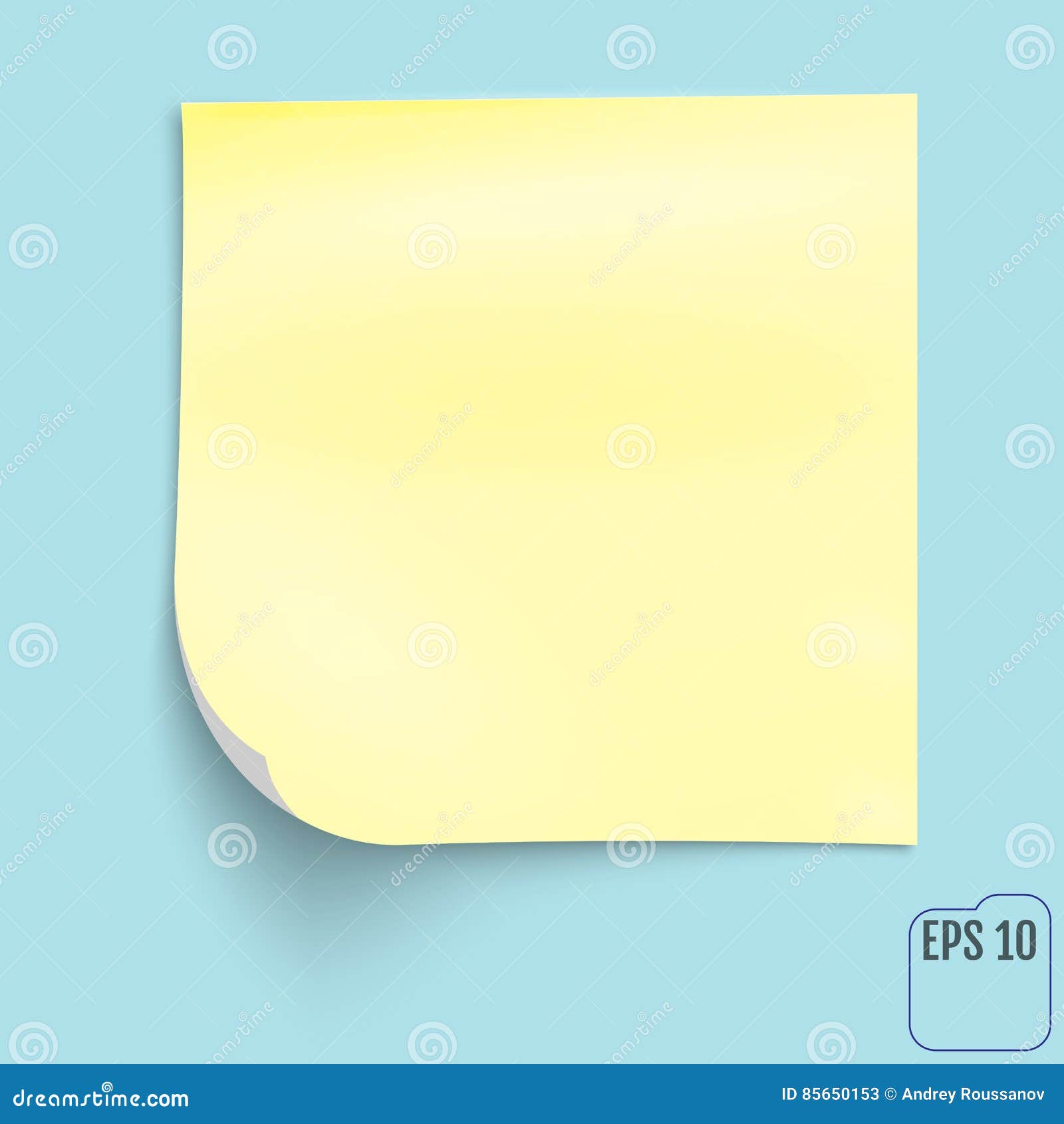 Yellow Notepad. Yellow Sticky Note on Blue Background Stock Vector ...