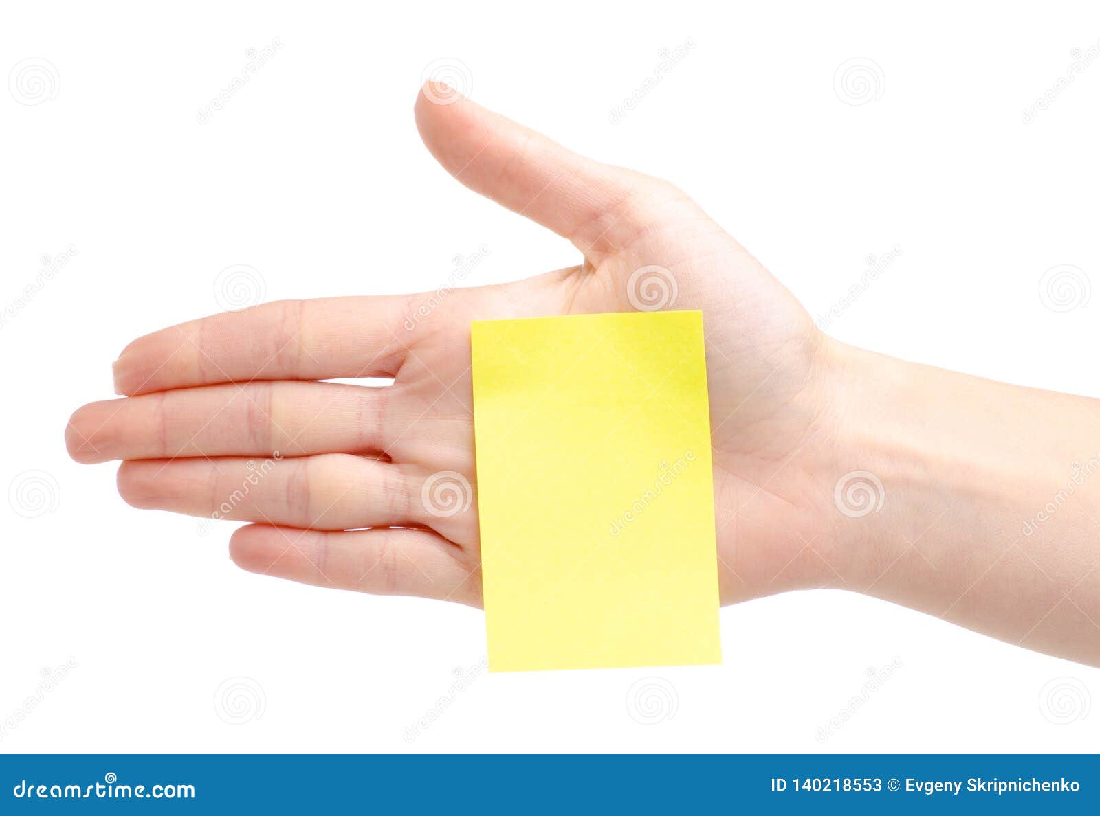Yellow notes paper in hand stock image. Image of closeup - 140218553