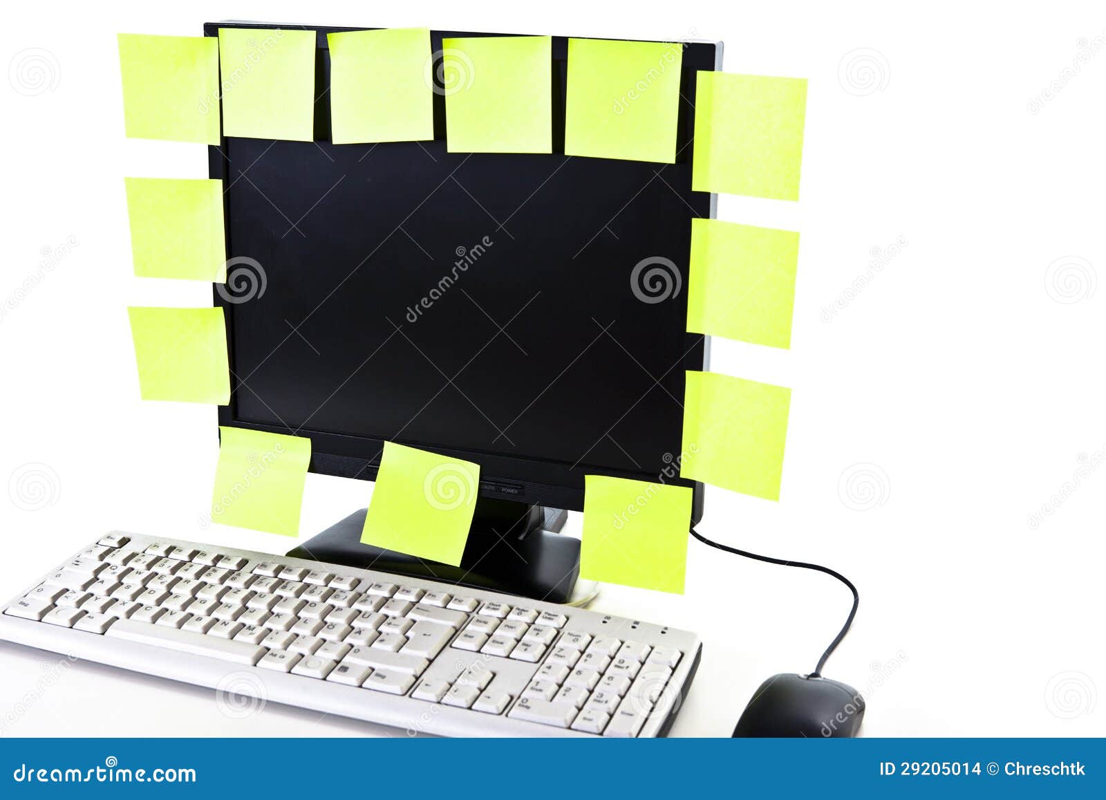 Yellow notes on screen stock photo. Image of frame, accessories - 29205014