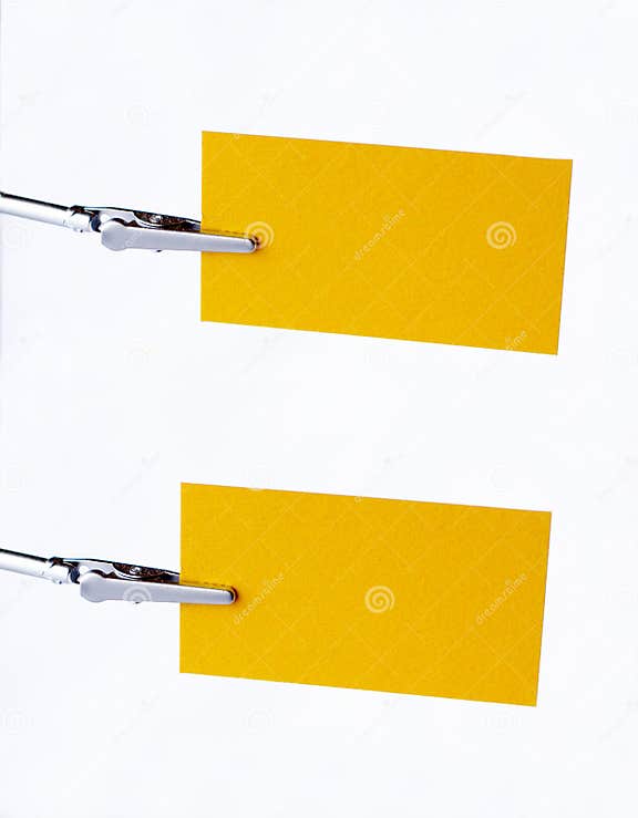 Yellow notice-card on clip stock image. Image of metal - 2471805