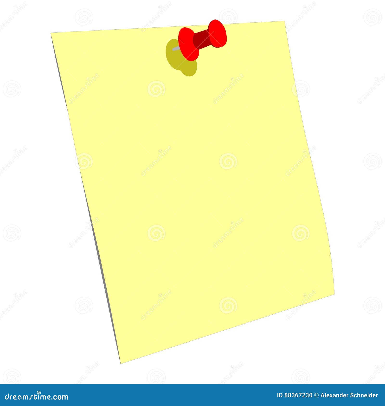 Yellow Notice Paper with Pin Stock Illustration - Illustration of ...